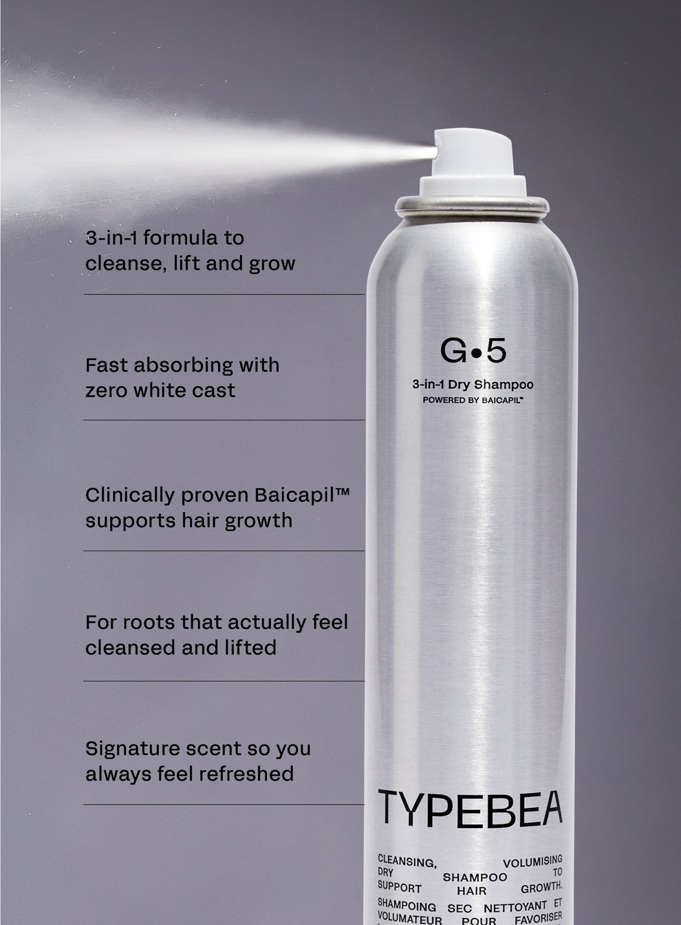 3 in 1 Dry Shampoo For Hair Growth | TYPEBEA USA